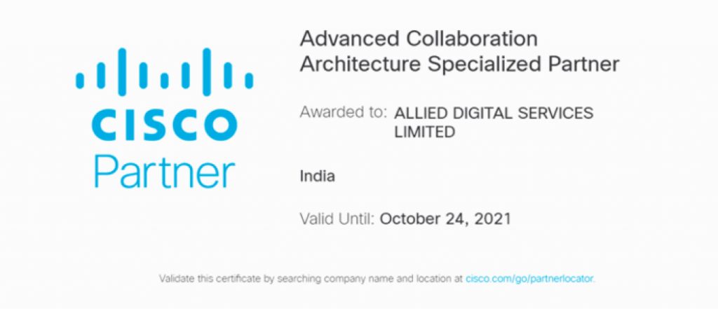 Allied Digital Services Limited has achieved the Cisco Advanced ...