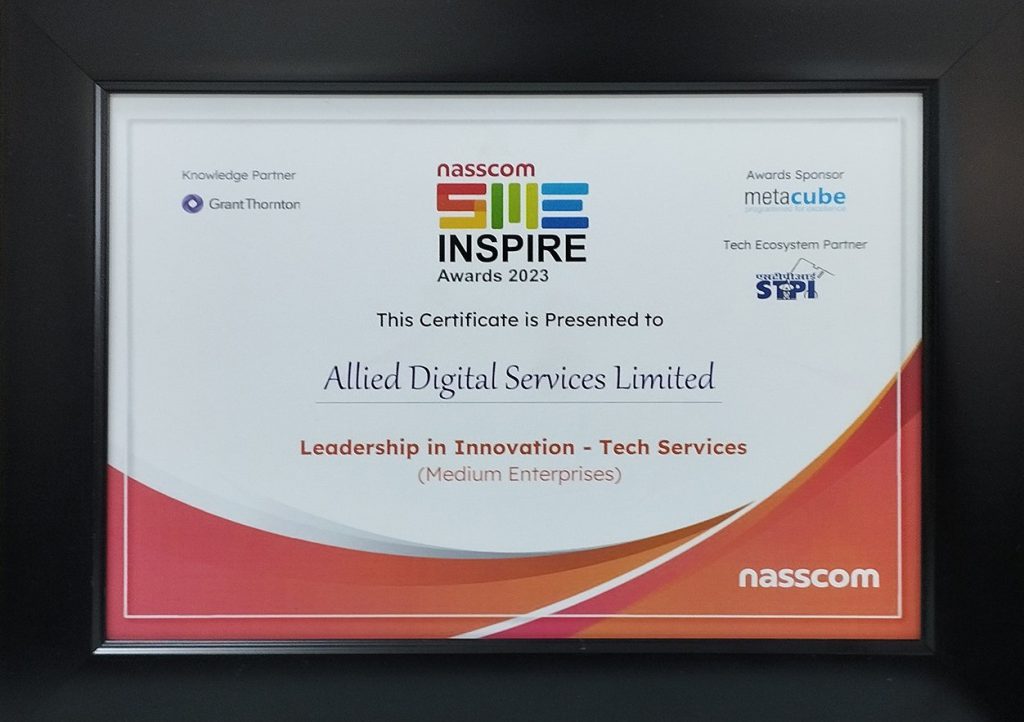 Allied Digital wins Leadership in Innovation - Tech Services award at the Nasscom SME Inspire ...